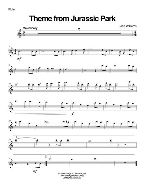 Makingmusicfun Theme From Jurassic Park Flute And Piano Sheet Music