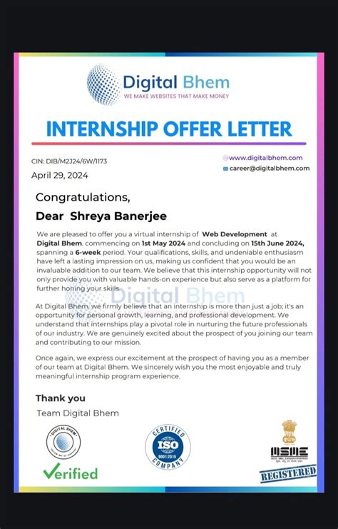 Shreya Banerjee On Linkedin Digitalbhem Digitalbhem Intern2024 Internship