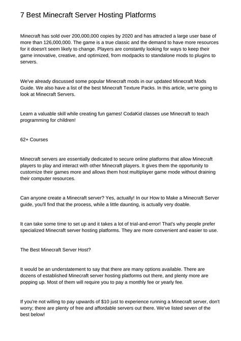 7 Best Minecraft Server Hosting Platformsgofeepdfpdf Docdroid