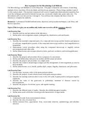 Microbiology Lab Midterm Prep Doc How To Prepare For The Microbiology Lab Midterm The