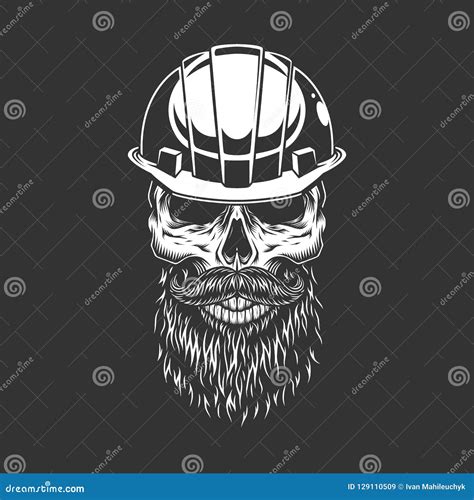 Builder Skull Smoking Cigar Cartoon Vector 136007585