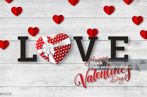 해피 발렌타인의 날 웹 배너입니다 마음과 흰색 배경에 종이 마음의 형태로 현실적인 선물 구성 로맨틱 한 배경 전단지 엽서 초대장 래스터 그림 0명에 대한 스톡 사진 및 기타