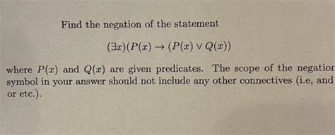Solved Find The Negation Of The Statement