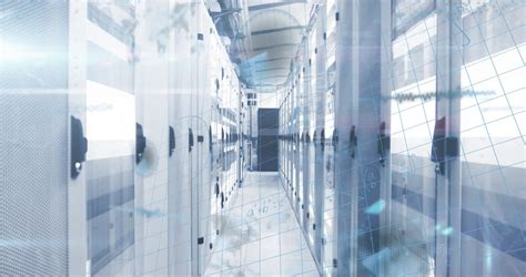 digital animation overlaying modern data center servers
