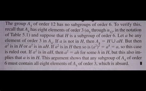 a4 has no subgroup of order 6