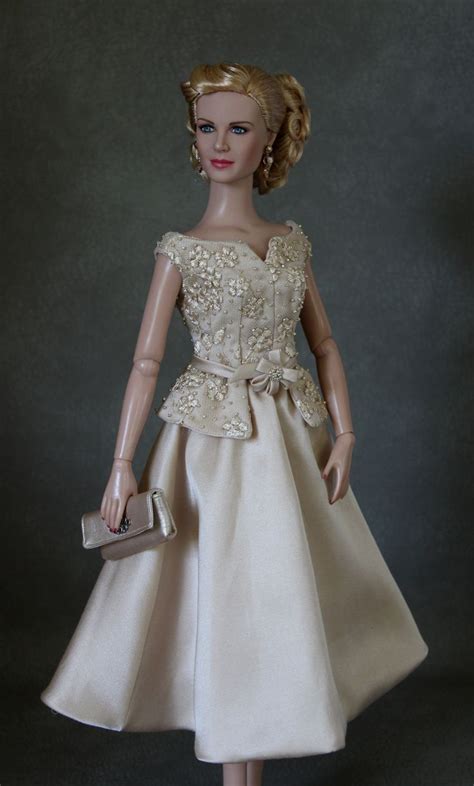 Vintage Champagne Satin And Lace Dress For Tonner Doll