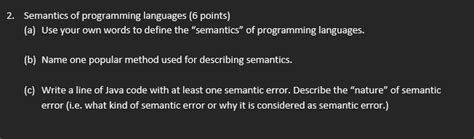 Solved 2 Semantics Of Programming Languages 6 Points A