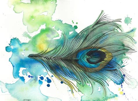 Colorful Peacock Feathers Drawing