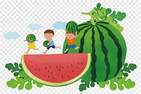 수박 여름 그림 만화 수박 아이 수박 배경 들고 만화 캐릭터 자연 식품 어린이 Png Pngwing
