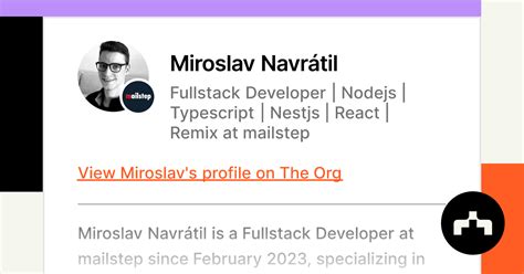 Miroslav Navrátil Fullstack Developer Nodejs Typescript Nestjs