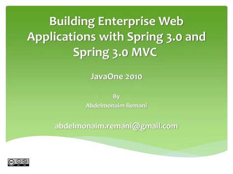 Ppt Building Enterprise Web Applications With Spring 30 And Spring 3