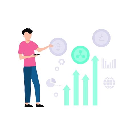 Premium Vector Boy Looking At Graph Of Cryptocurrencies