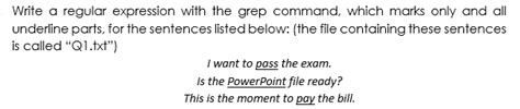 Solved Write A Regular Expression With The Grep Command