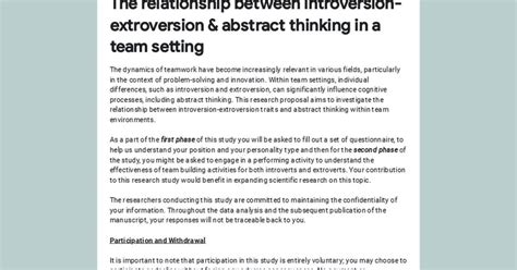The Relationship Between Introversion Extroversion And Abstract Thinking