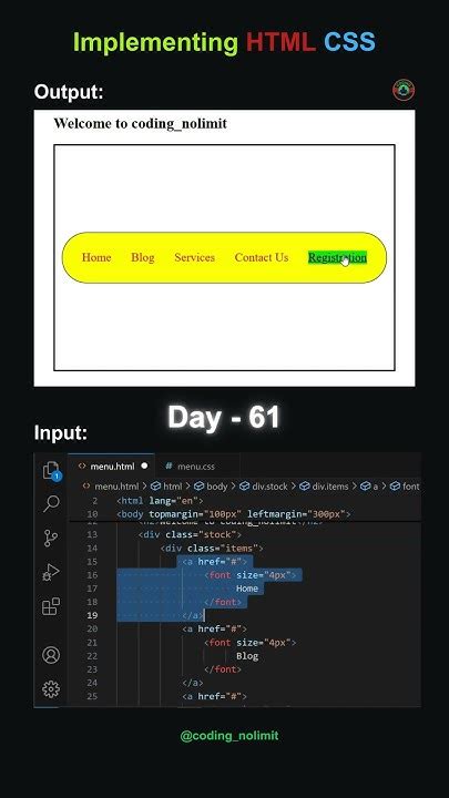 Day 61 Challenge 🎯 Html And Css👨‍💻 Codingnolimit Shorts Youtubeshorts Coding Html Youtube