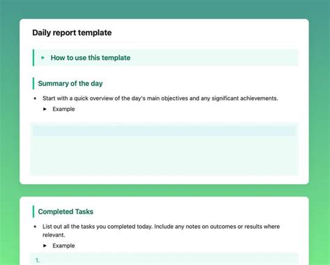 Daily Report Free Craft Template