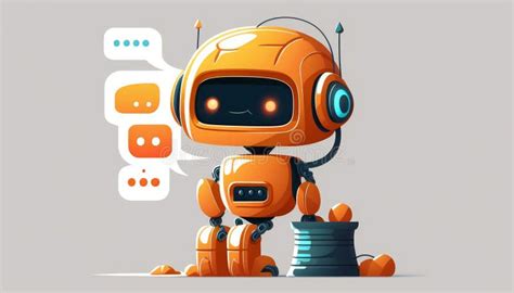 Chat Bot Cartoon Artificial Intelligence Concept Cute Character And