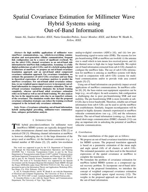 Pdf Spatial Covariance Estimation For Millimeter Wave Hybrid Systems Using Out Of Band Information