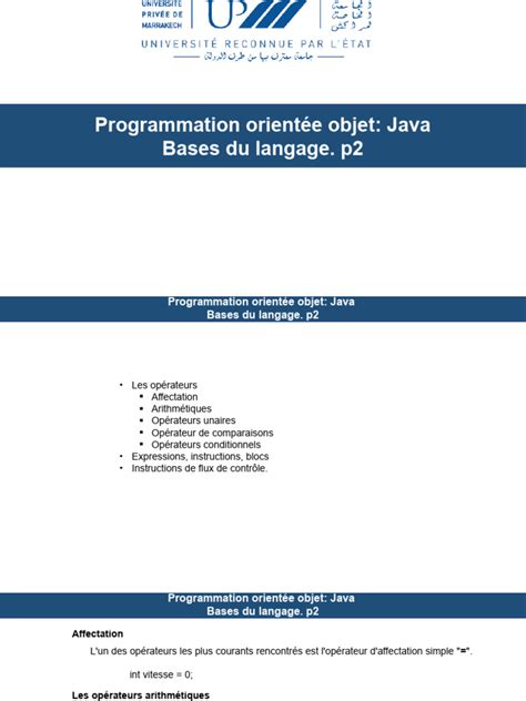 3 poo langage java bases p2 pdf langage de programmation java