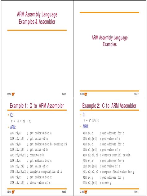 Arm Asm Examples From Ut Pdf Pdf Assembly Language Notation