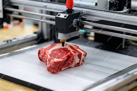 3d Printed Meat Illustration Showing Synthetic Food Production And Biotechnology Advancements