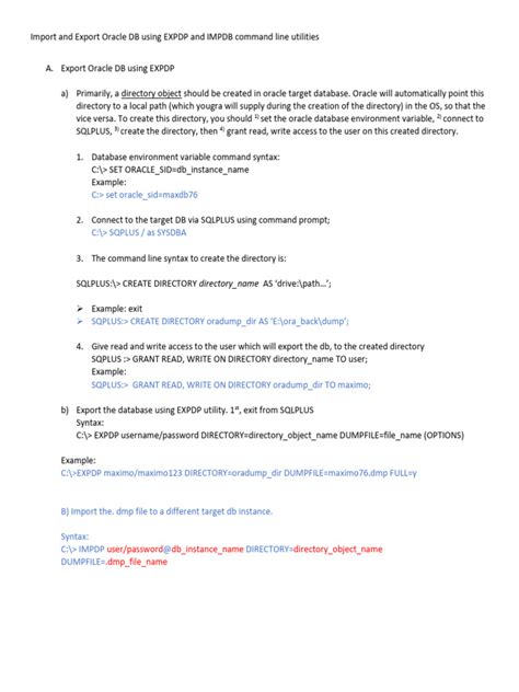Import And Export Oracle Db Using Expdp And Impdb Pdf