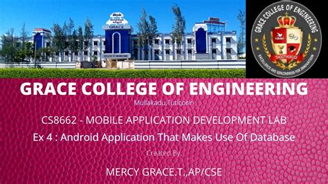 Grace Coe Cse Mad Lab Ex No 4 Develop An Application That