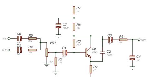Subwoofer Filter Using One Transistor Electronic Schematic
