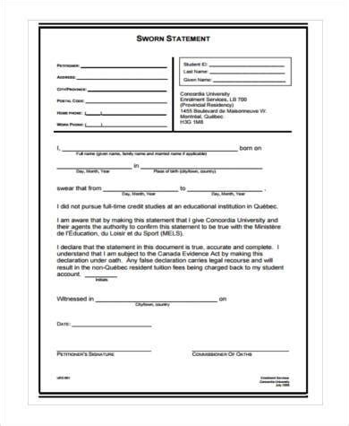 FREE Sample Sworn Statement Forms In PDF Excel MS Word FREE Sample Sworn Statement Forms In PDF Excel MS Word