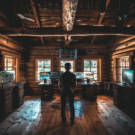 Free Rustic Tech Haven Image Cabin Interior Technology Download