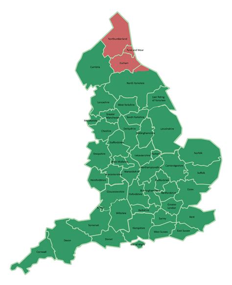Download A Free Map Of North East England County Map