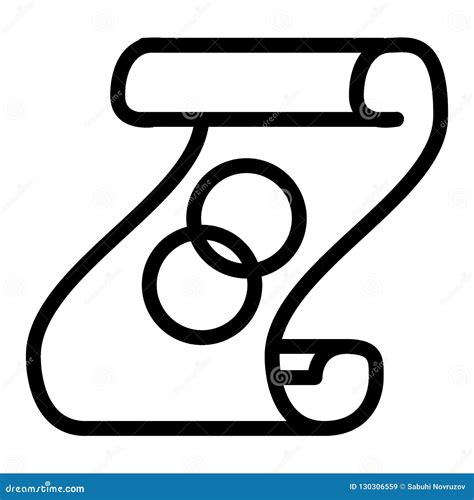 Wedding Vow Line Icon Script With Rings Vector Illustration Isolated On White Paper Roll