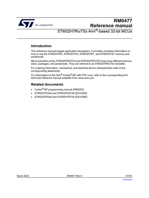 Rm0477 Stm32h7rx7sx Armbased 32bit Mcus Stmicroelectronics 6 Pdf