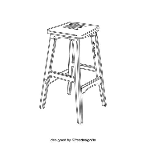 Wooden Bar Stool Black And White Clipart Free Download