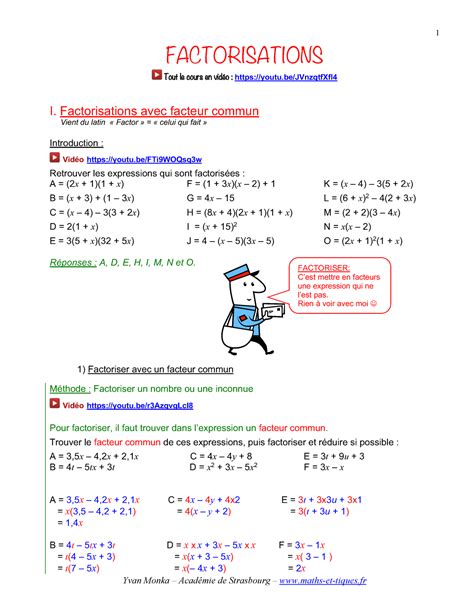 Lecon Maths Factorisation At Mark Strasser Blog