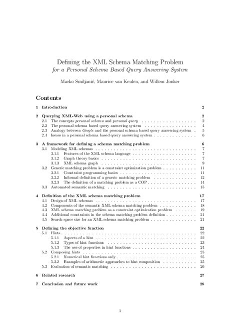 Pdf Defining The Xml Schema Matching Problem For A Personal Schema