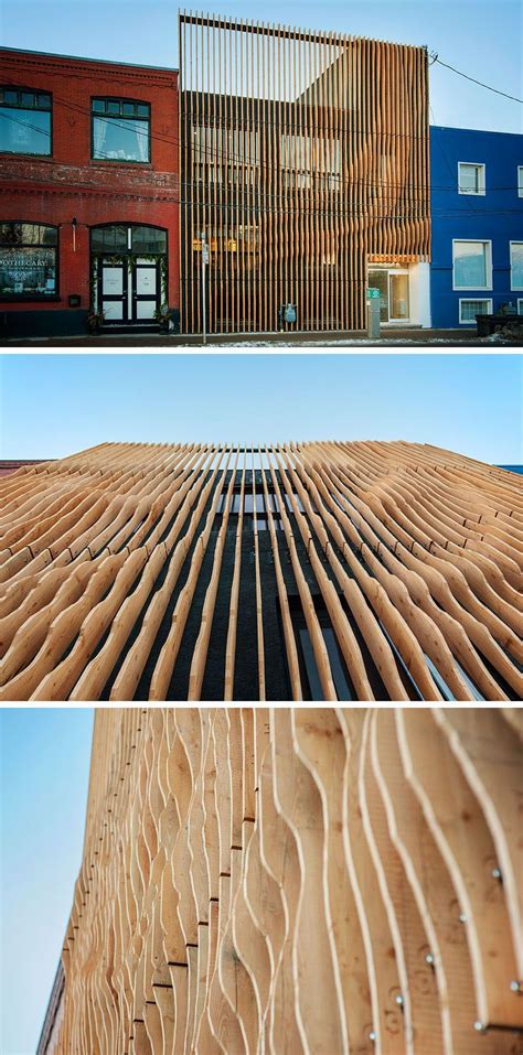 This Building Is Covered In Fins Made From 100 Year Old Reclaimed Wood