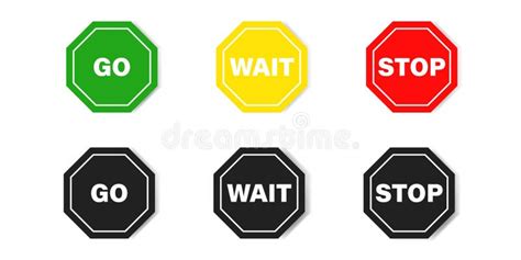 Go Wait Stop Road Sign Set Of Control Traffic Signs Stock Vector Illustration Of Shape Text