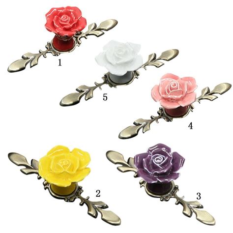 Maxbell 119mm Wardrobe Cupboard Dresser Drawer Ceramic Rose Pull Handle