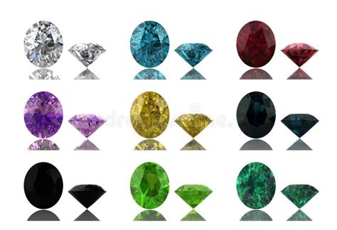 Vector Realistic Gems Jewerly Stones Big Collection On White Background Stock Vector