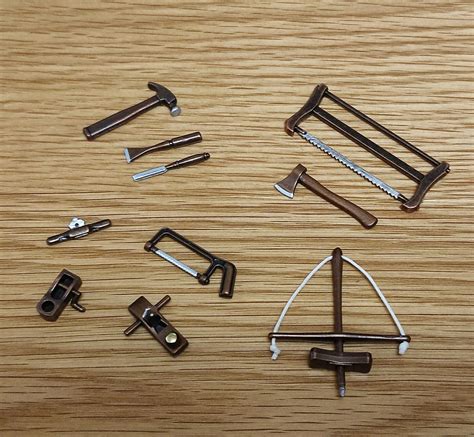 Dolls House Miniature Traditional Carpenters Tools Set Hammer Hacksaw