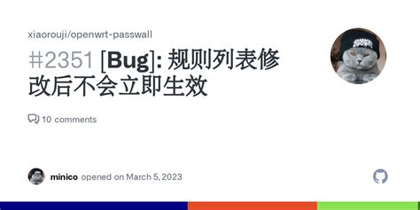 Bug 规则列表修改后不会立即生效 · Issue 2351 · Xiaoroujiopenwrt Passwall · Github