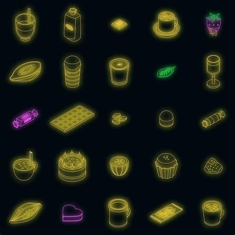 Premium Vector Cocoa Icons Set Vector Neon