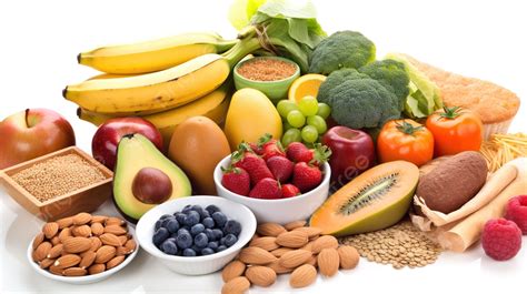 과일 및 흰색 배경에 다른 음식의 그룹 영양 사진 배경 일러스트 및 사진 무료 다운로드 Pngtree