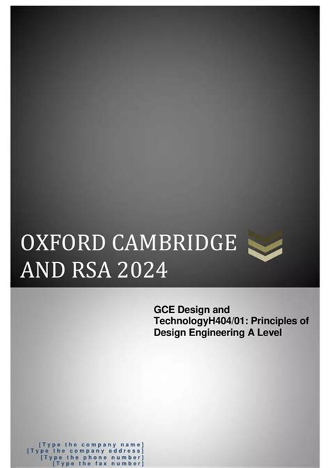 OXFORD CAMBRIDGE AND RSA 2024 GCE Design And Technology H404 01 Principles Of Design