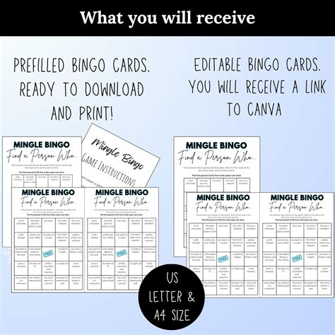 Editable Mix And Mingle Bingo Printable Ice Breaker Game With Get To
