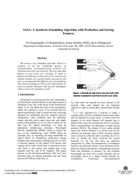 pdf sasa a synthesis scheduling algorithm with prediction and sorting features panagiotis