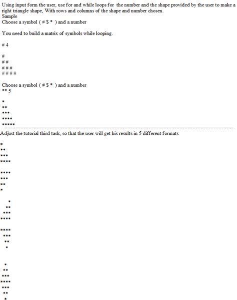 Solved Using Input Form The User Use For And While Loops Chegg Com