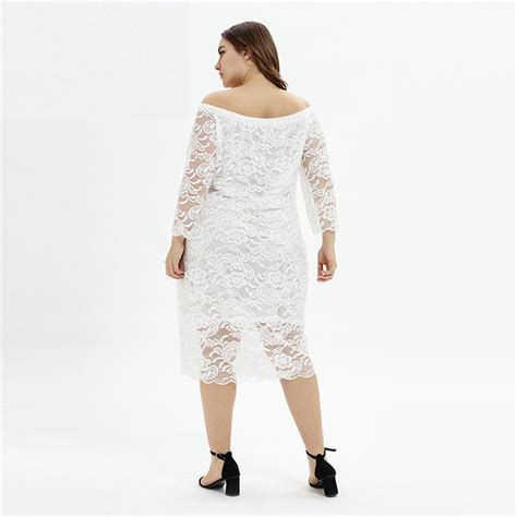 Women Lace Dress Plus Size Rose Red Office Lady Mi Grandado