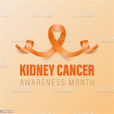 신장암 배너 카드 벡터 3d 현실적인 오렌지 리본이 있는 플래카드 신장암 인식의 달 기호 근접 촬영 세계 신장암의 날 개념 3월에 대한 스톡 벡터 아트 및 기타 이미지